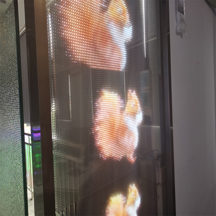 LED Transparent film Screen with Glass Window Video Playing Full Color ...